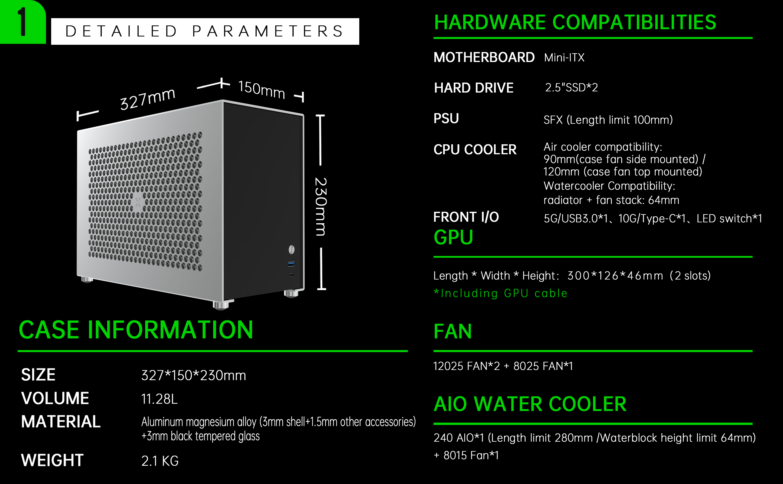 ZZEW B5 Full Aluminum Mini-ITX Computer Case Aluminum Frame, Compact Size Dual-Chamber Layout ...