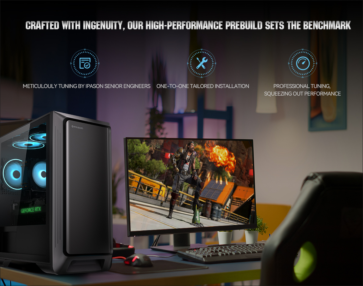 IPASON Gaming PC Desktop Ryzen7 5700X3D (8 Core up to 4.1GHz) ,NVIDIA ...