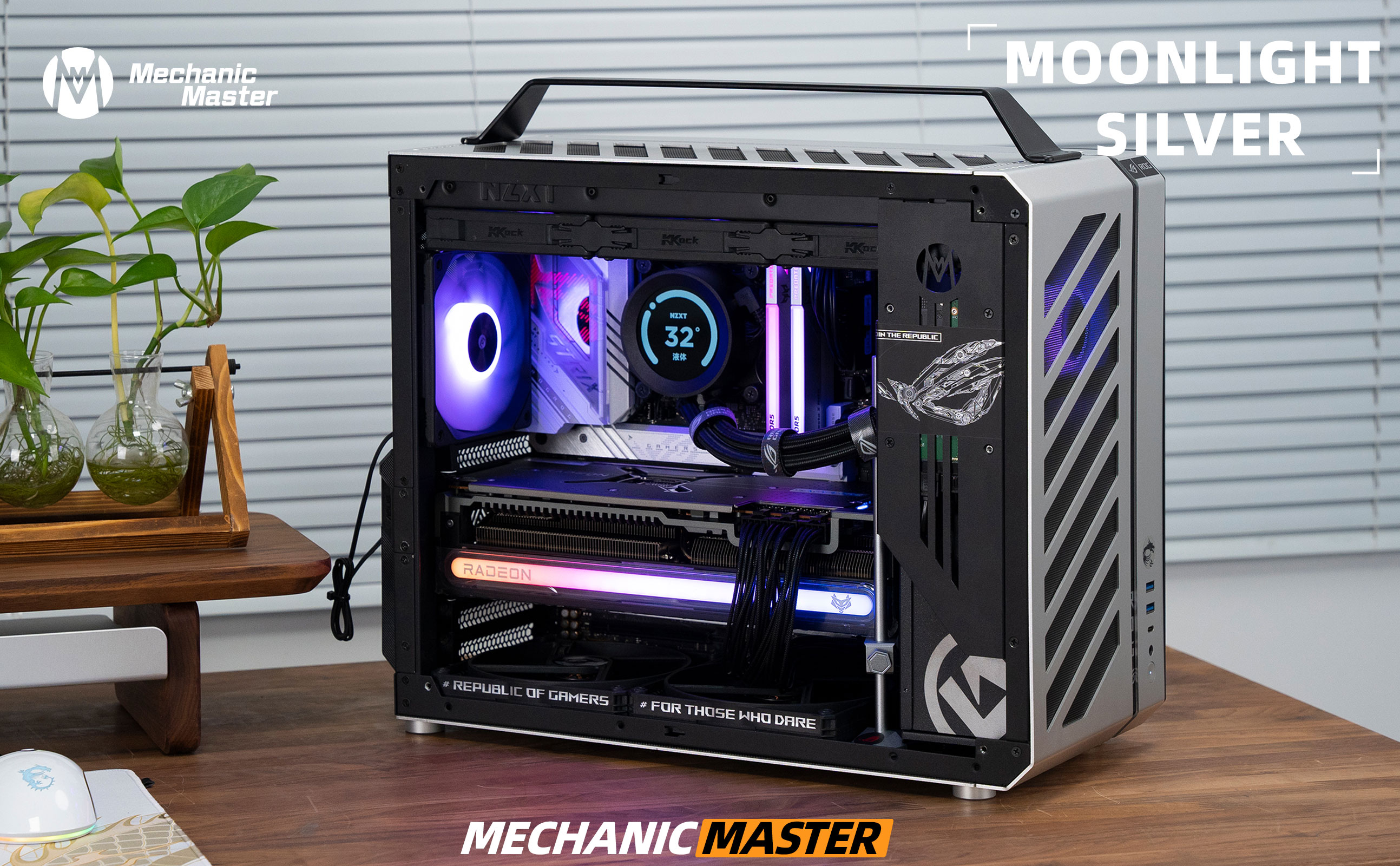 Mechanic master C34pro side penetrating 360 water-cooled eatx portable desktop computer aluminum ...