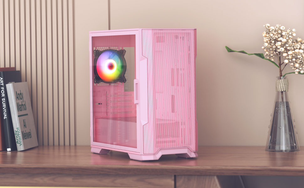 Vetroo M03 Compact Computer Case Micro ATX Mini ITX Pink Gaming PC Case ...