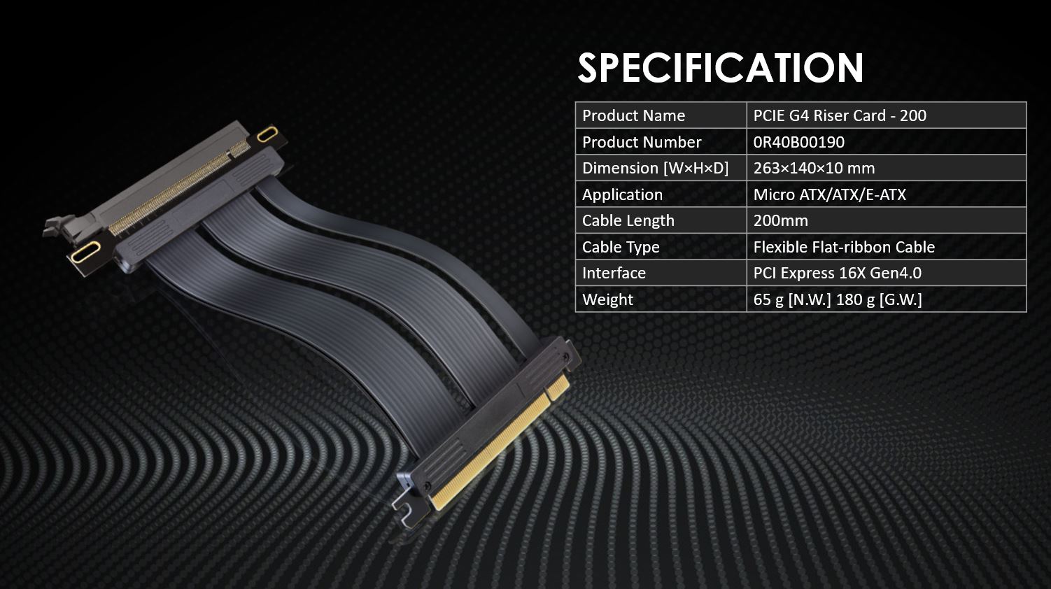 RAIJINTEK PCIE G4 Riser Card - 200, a PCIE G4 Riser Card 16× Gen4 riser ...