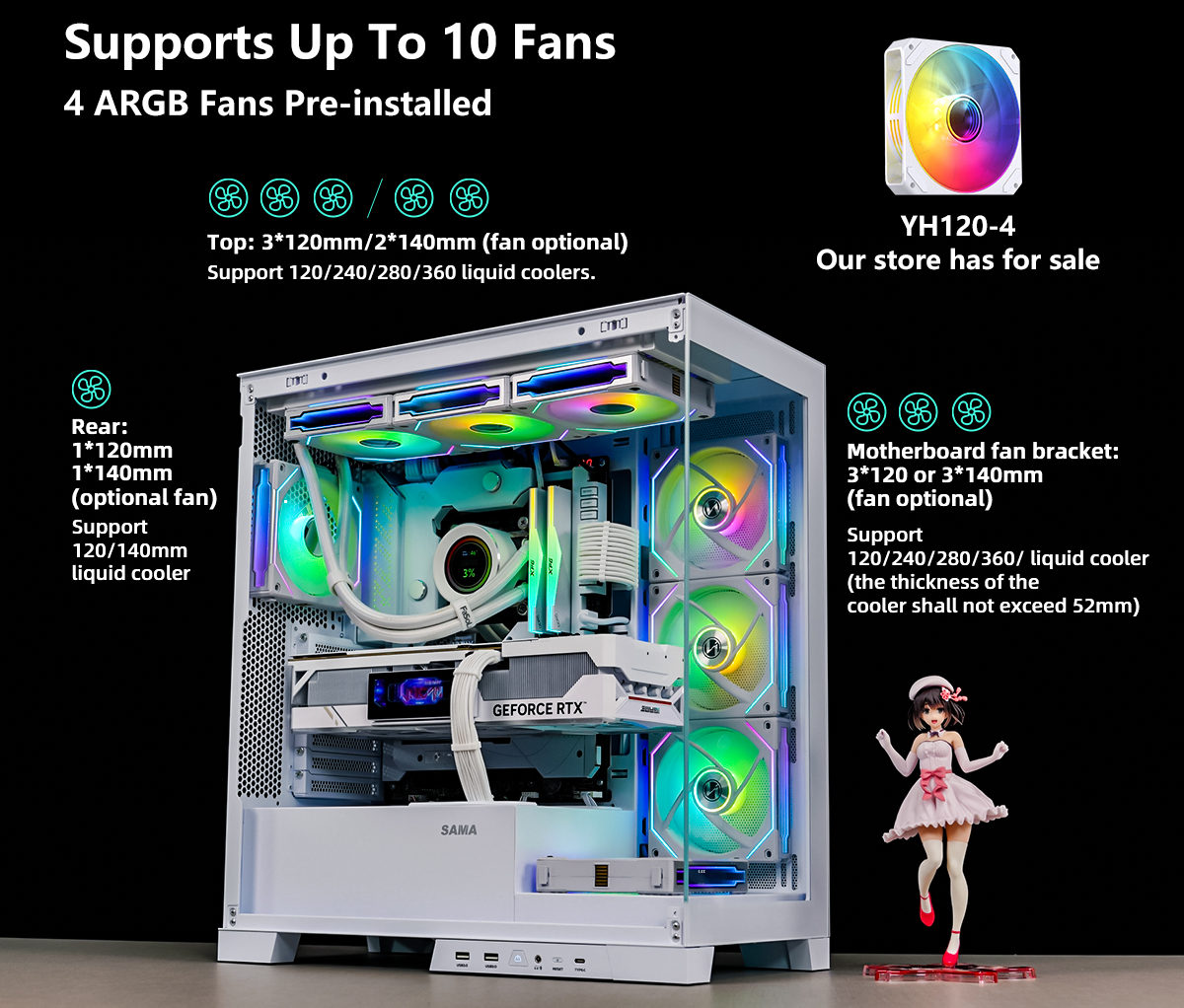 SAMA 4503 Mid Tower ATX Gaming PC Computer Case Black, 4 Addressable ...