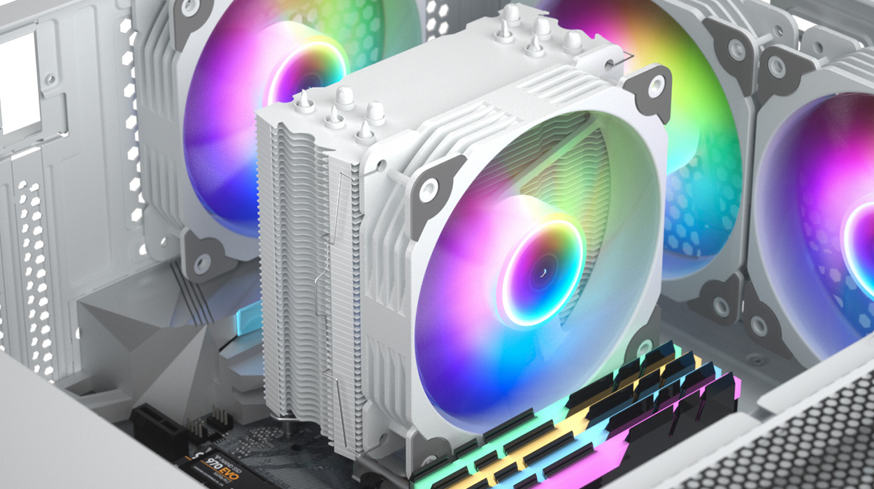 Vetroo V5 White CPU Air Cooler w/ 5 Heat Pipes 120mm PWM Processor 150W ...