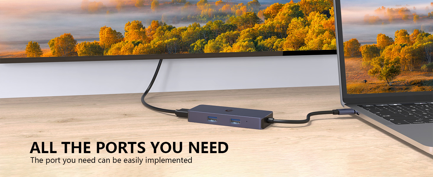 USB C Hub Dual Display, HOPDAY USB C Adapter for MacBook Pro/Air,6 in 1 ...
