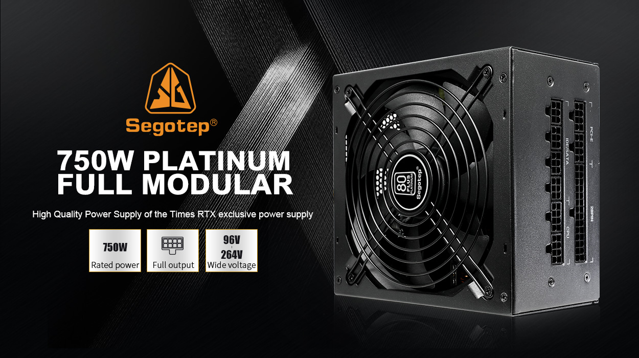 Segotep 750W Power Supply 80 Plus Platinum Fully Modular ATX Gaming PSU ...