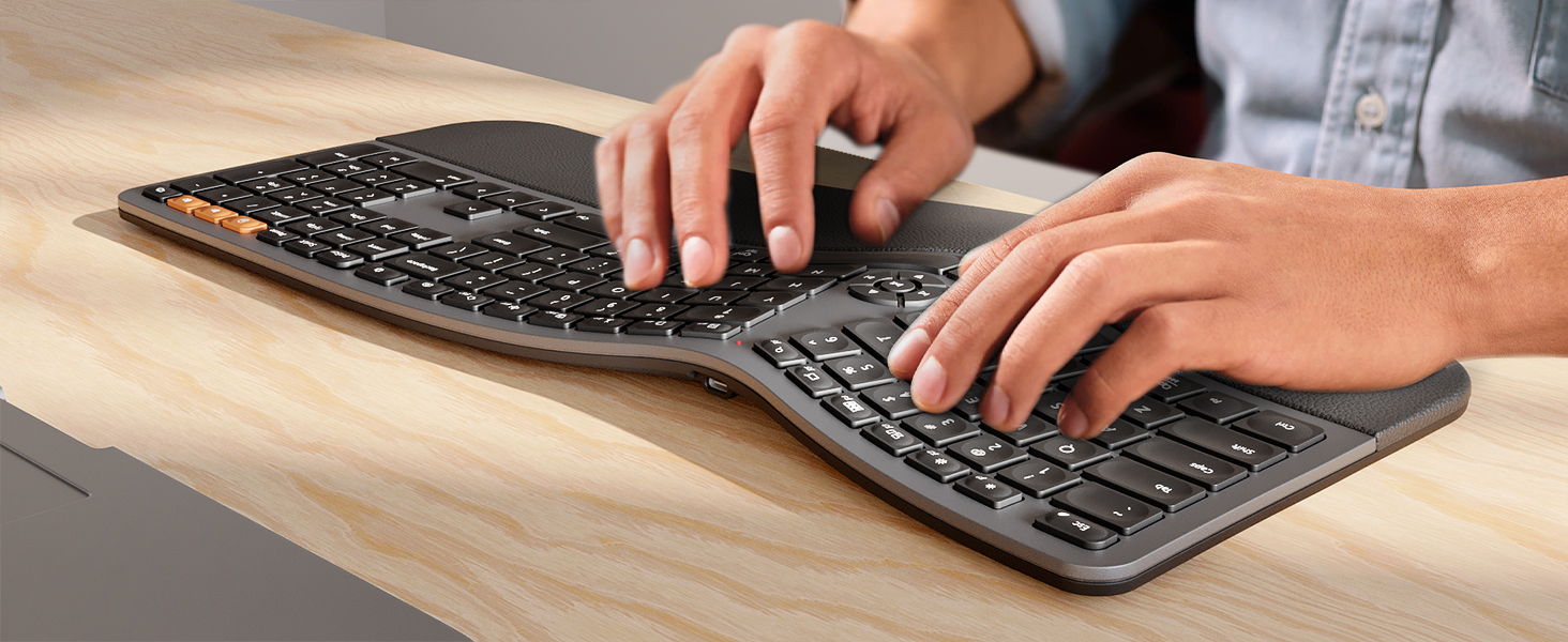 ProtoArc Backlit Wireless Ergonomic Keyboard, EK01 Plus Full Size Ergo ...