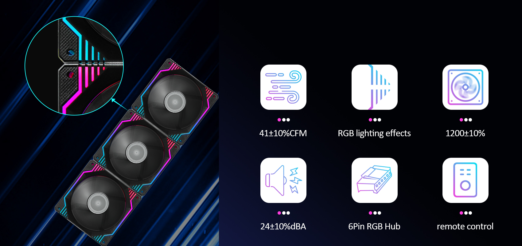 PANO-MOUNTS 120mm Black Infinity Mirror RGB Fans 12V 6Pin Quiet Gaming ...