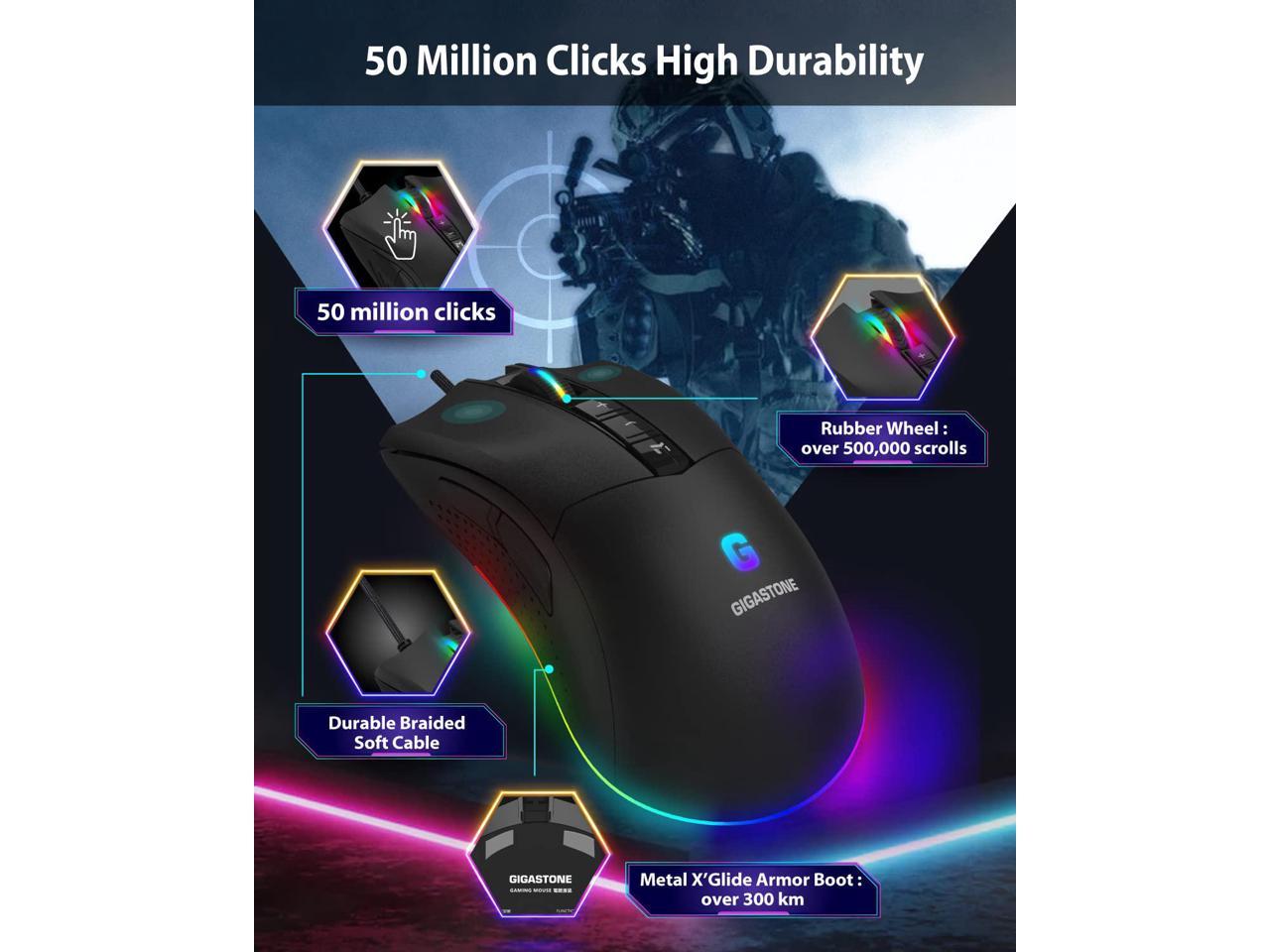 Gigastone Gaming Mouse PMW3389 Sensor Up to 16,000 DPI Adjustable ...