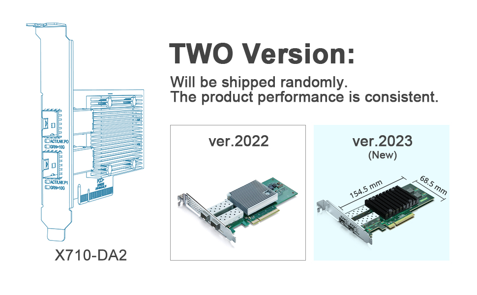 10Gtek 10Gb PCI-E NIC Network Card, Dual SFP+ Port, with Original Intel ...