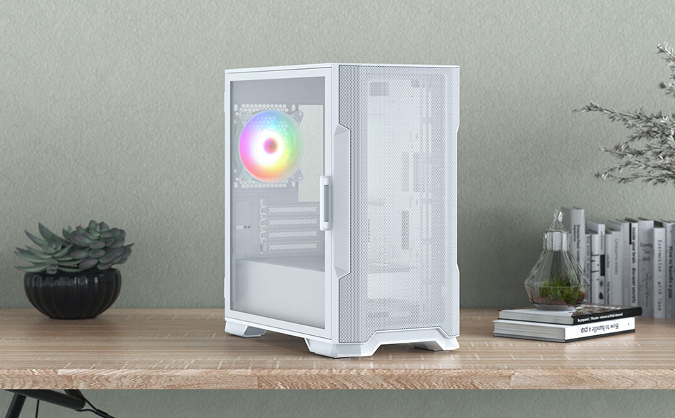 Vetroo M03 Compact Computer Case Micro ATX Mini ITX White Gaming PC ...