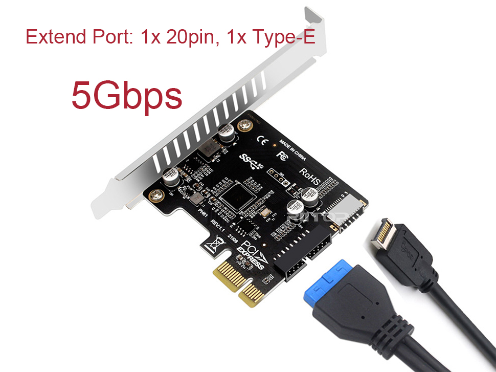 PCIe to 19Pin 20Pin USB 3.0 Header and Type E (A Key) Adapter Card, USB ...