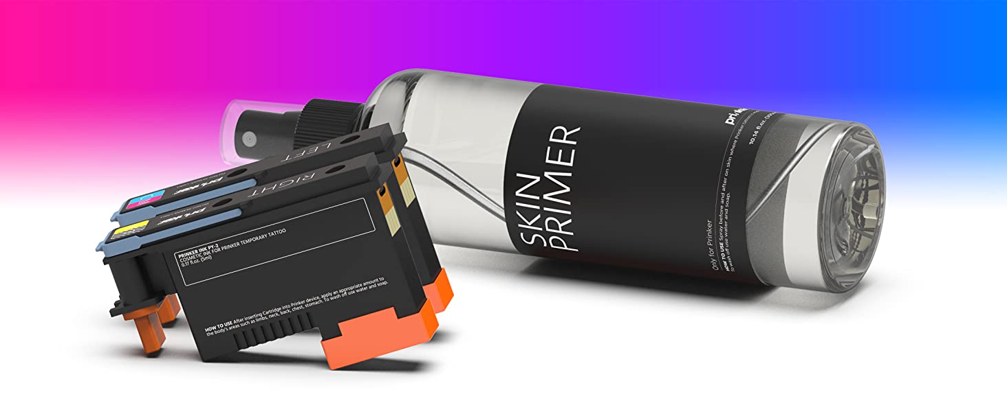 Prinker S Temporary Tattoo Color Ink Refill Set with Premium Cosmetic ...