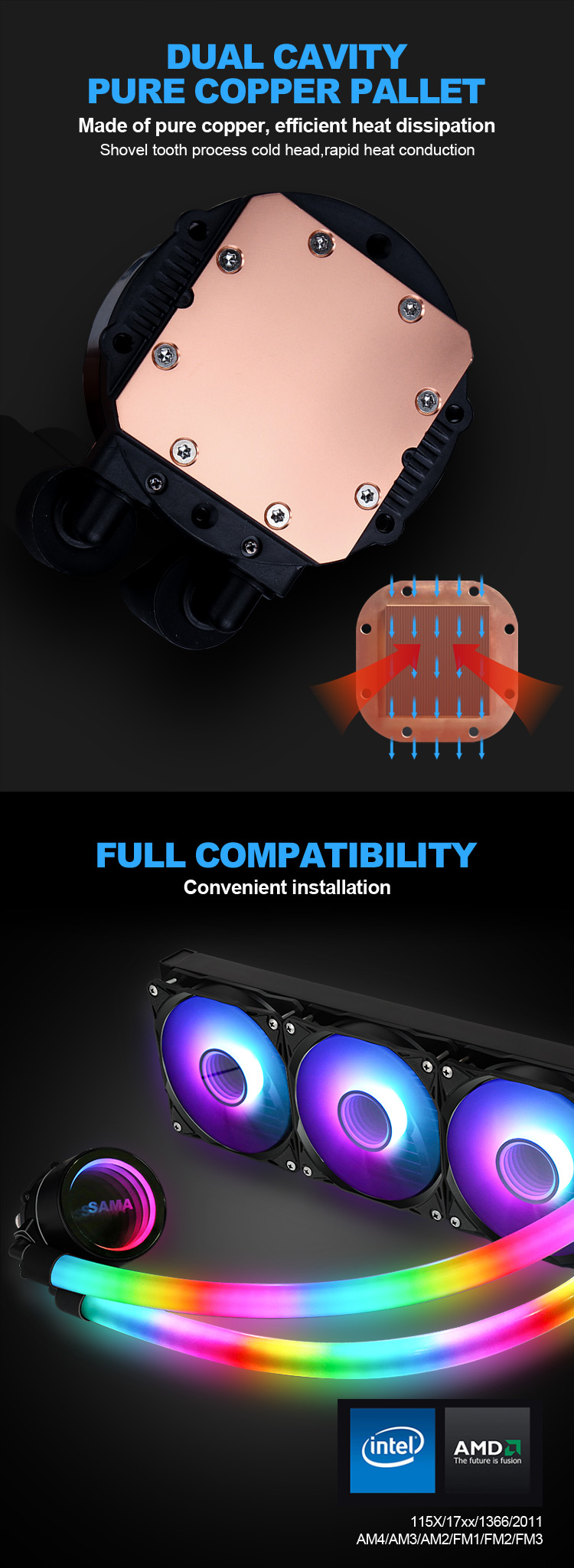 SAMA 360mm ARGB Cpu Liquid Cooler 360 AIO With Infinity Mirror Aluminum ...