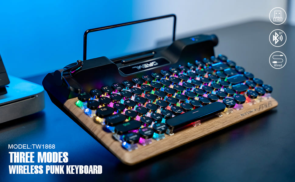 7KEYS Retro Typewriter Wireless Keyboard Style, Mechanical Keyboard ...
