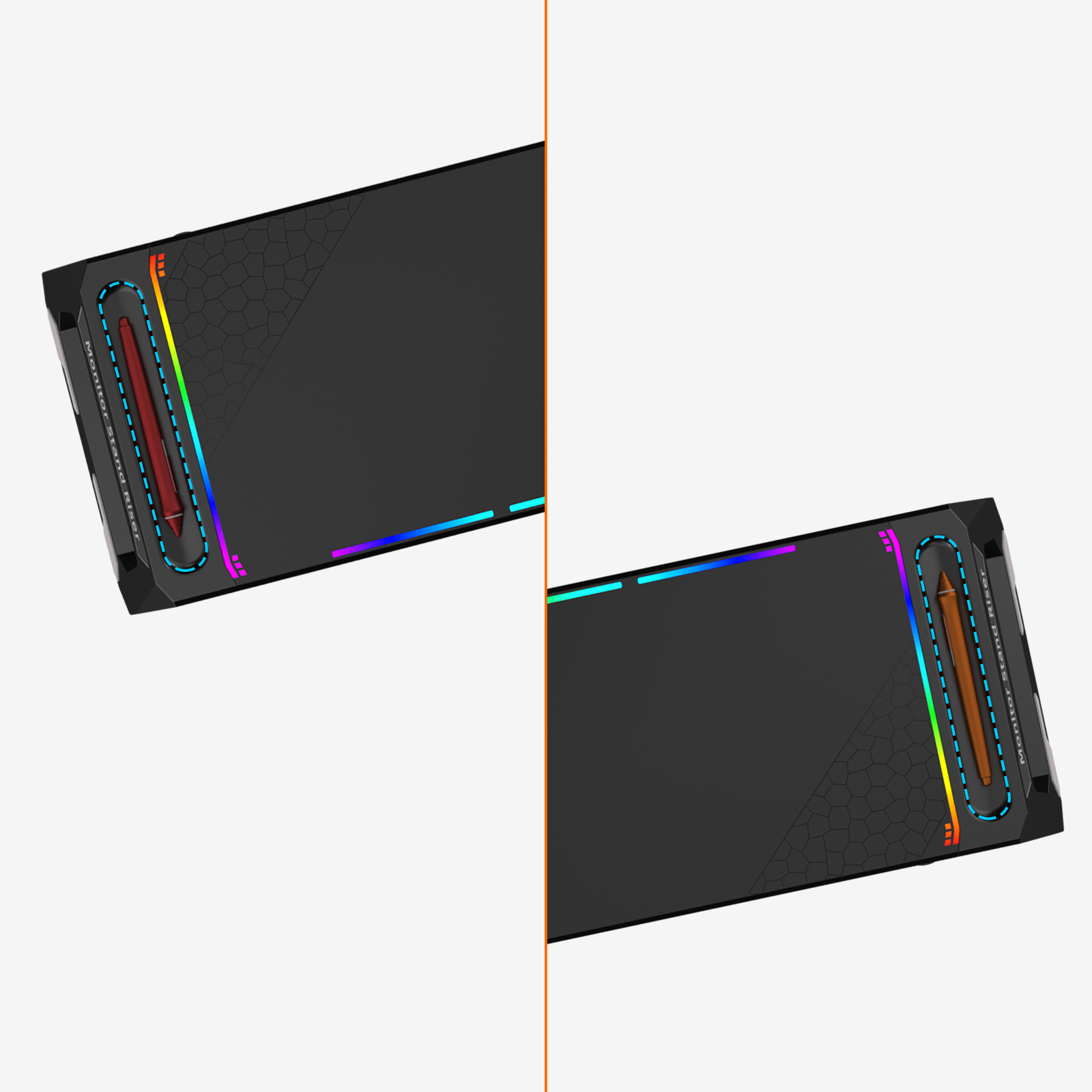 AICHESON Computer Monitor Stand Riser RGB Gaming Lights with 4 USB 3.0 ...