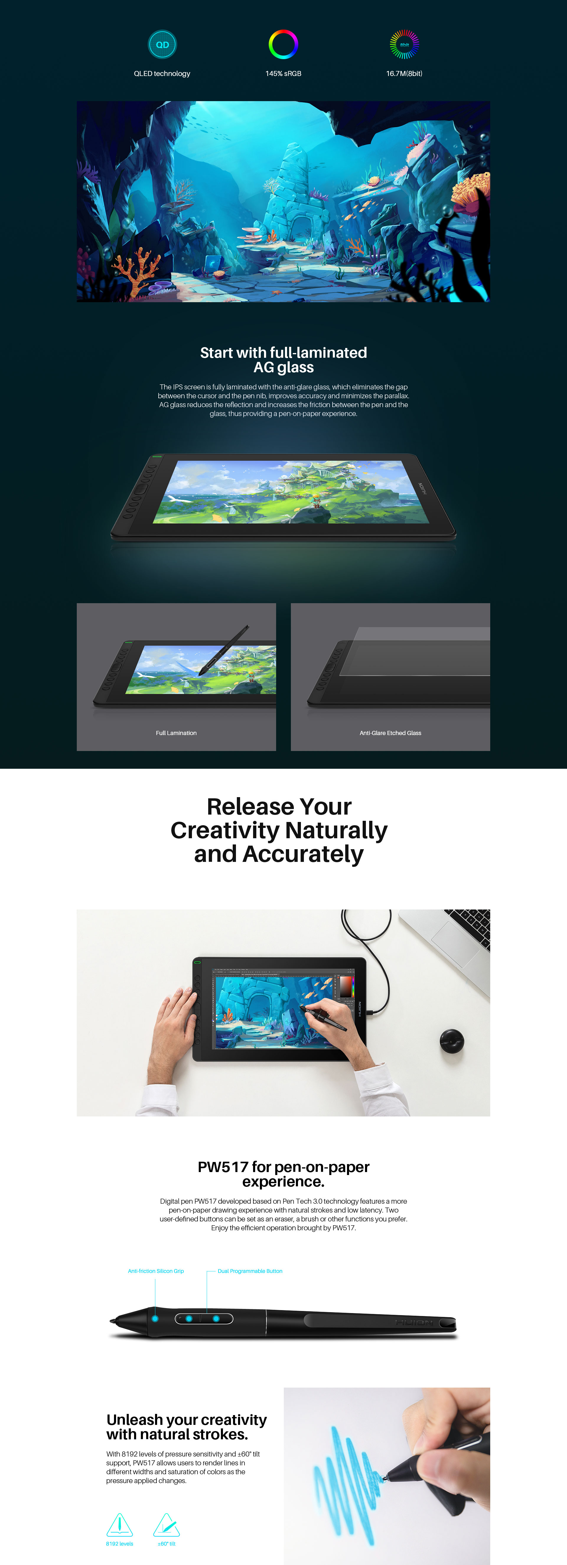 Huion Kamvas RDS-160 Pen Display, 15.6 Inch Graphic Drawing Tablet with ...