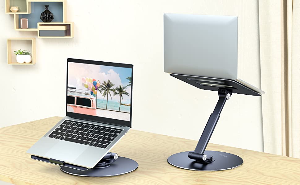 Standing Laptop Stand for Desk Adjustable Height Angle Swivel Laptop ...