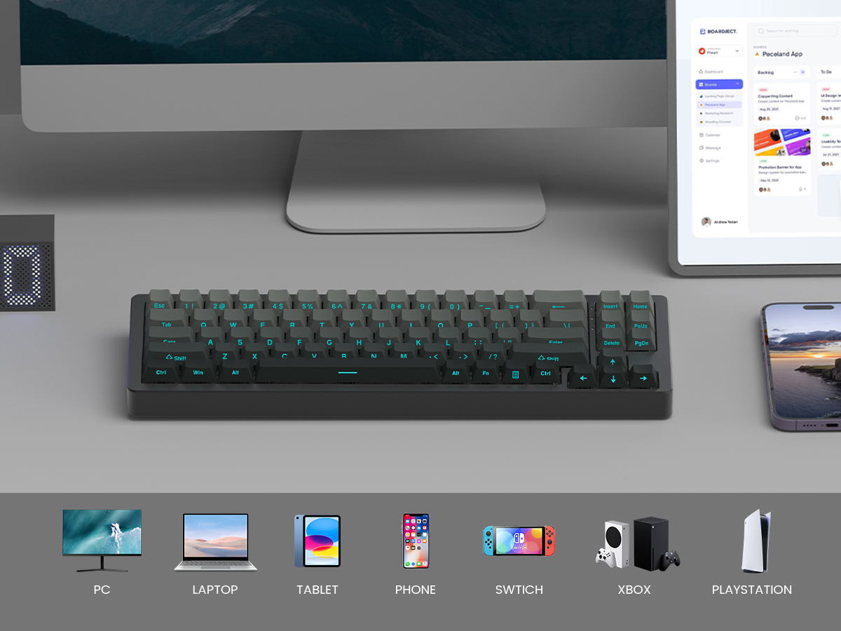 Womier S-K71 68% aluminum three-mode washer blue mechanical keyboard Black - Newegg.com