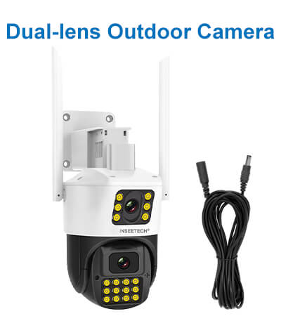 Dual Lens Security Camera Outdoor, WiFi & Wired PTZ Security Camera ...
