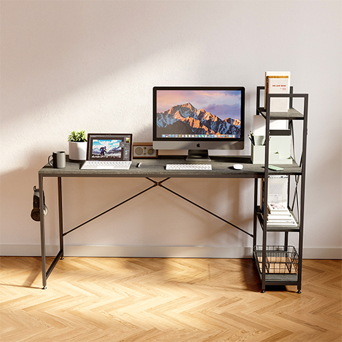 Bestier 63 Inch Computer Desk with Storage Shelves, Modern Bookshelf ...