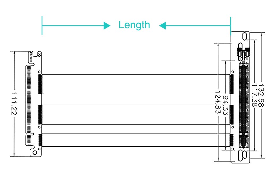 GLOTRENDS GPU Riser Cable PCI-E 5.0 x16 Extender Cable 180 Degree ...