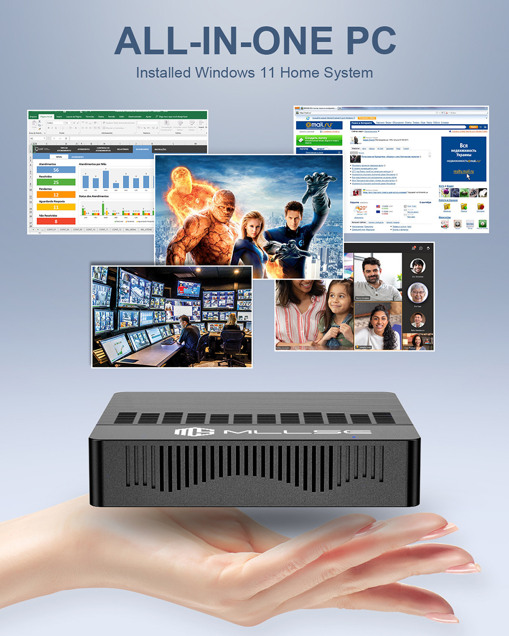 MLLSE Mini PC M2 Air Mini Desktop Computer with Intel Gemini Lake N4000 ...