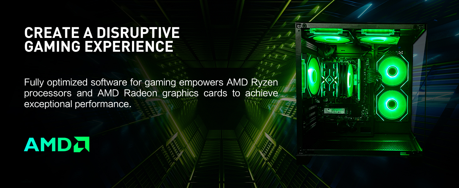 HZG Gaming Desktop Computer PC,AMD Ryzen 7 5700G, 16GB RAM and 1TB NVMe M.2 SSD, WiFi6 ARGB Fan ...