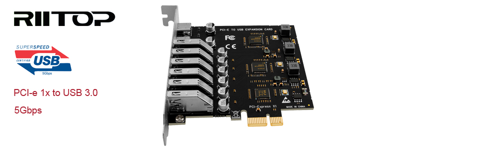 PCI-E to 8 Port USB 3.0 (2xUSB-C, 6x USB-A ) Expansion Card 5Gbps ...
