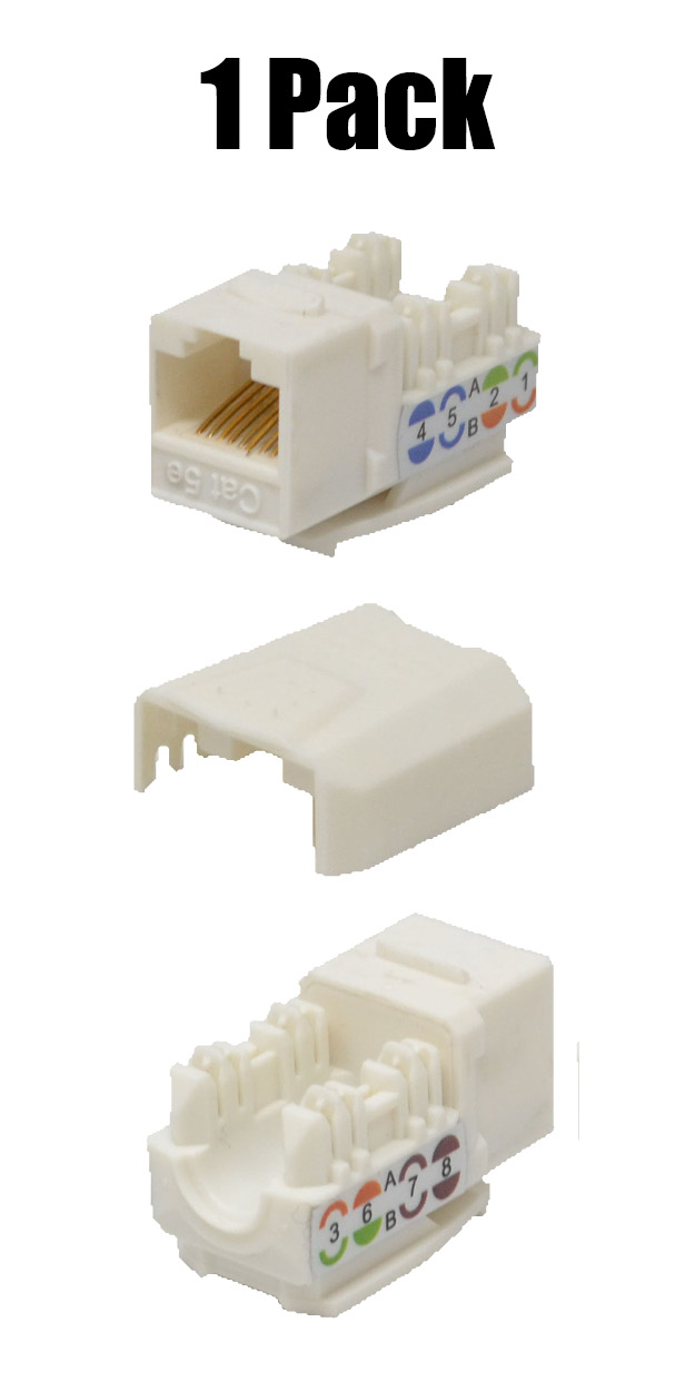 25 pack lot Keystone Jack Cat5e White Network Ethernet 110 Punchdown ...