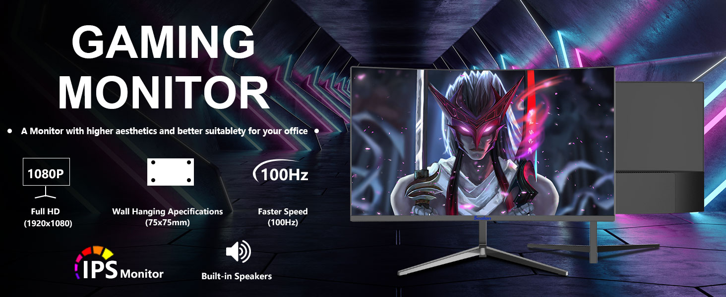 Sealan24 inch Computer Gaming Monitor Built-in Speakers 100Hz Refresh ...