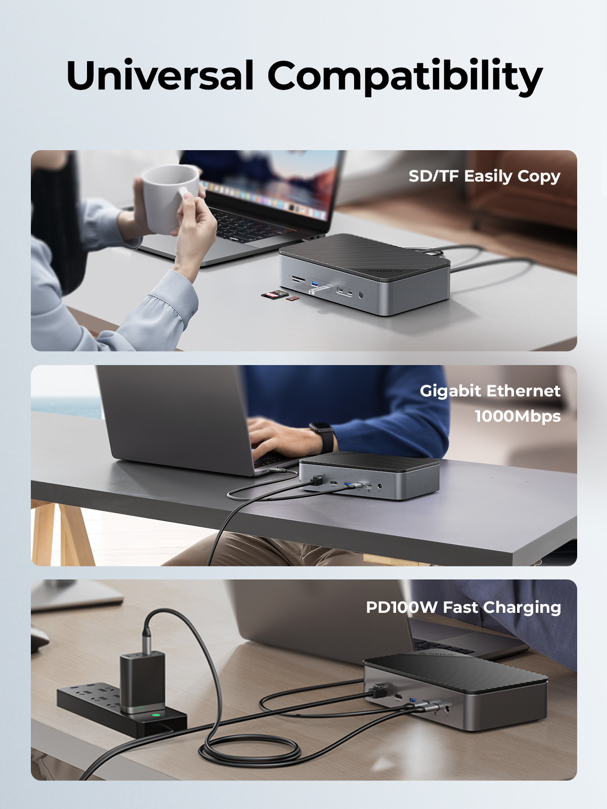ORICO USB-C Hub with Dual Hard Drive Enclosure, 12-in-1 USB C Docking ...