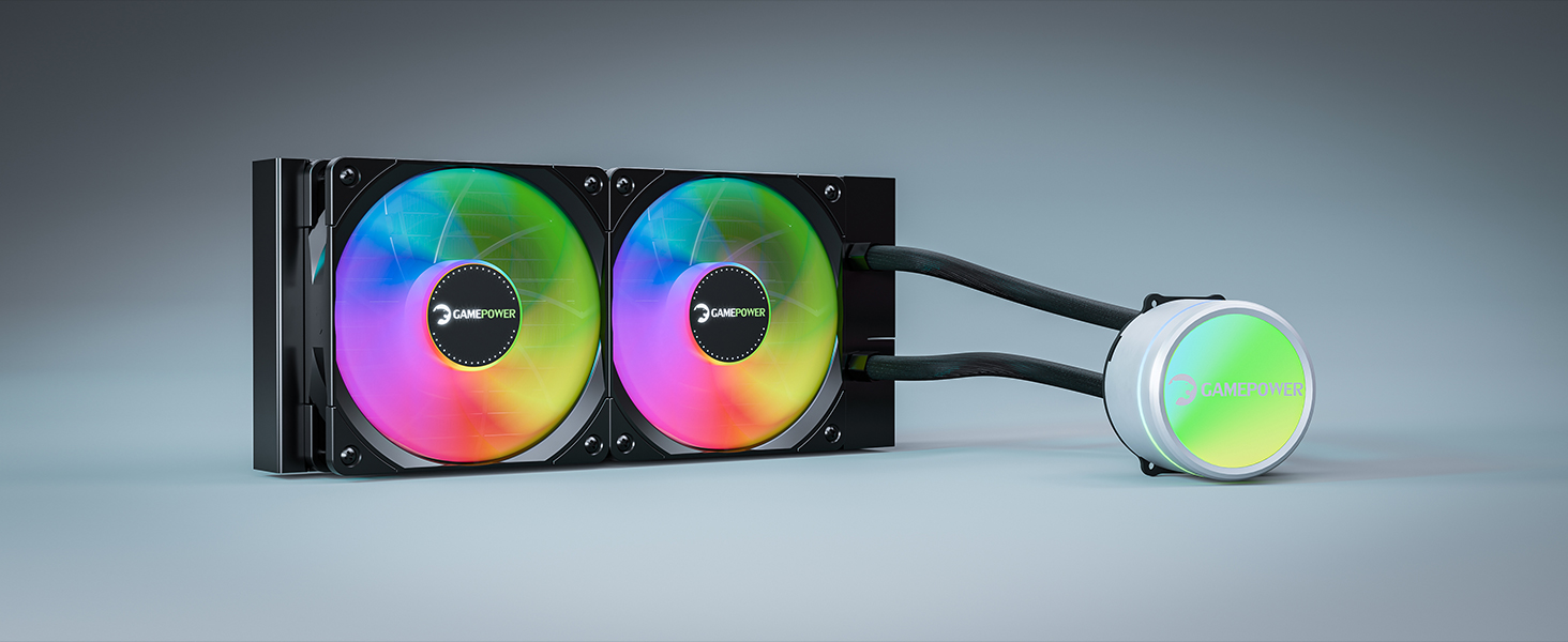 Gamepower Skadi V2 240 AIO CPU Liquid Cooler, Halo ARGB Pump, 240mm ...