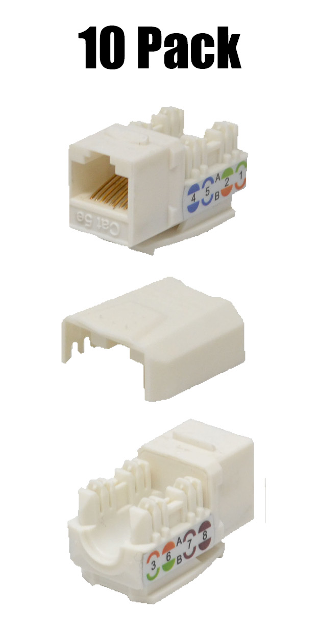 25 pack lot Keystone Jack Cat5e White Network Ethernet 110 Punchdown ...