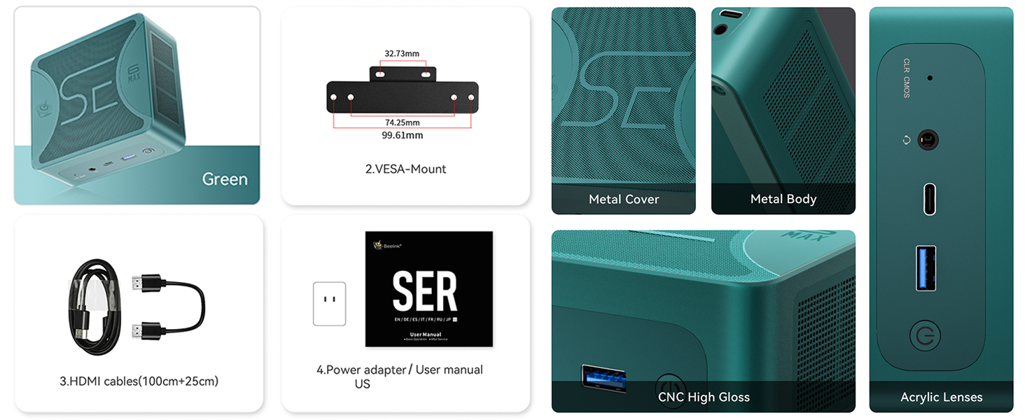 Beelink Mini PC SER6 Max AMD Ryzen9 6900HX,Mini Computer 32GB DDR5 RAM ...