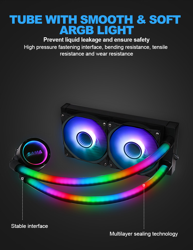 SAMA 240mm Cpu Liquid Cooler ARGB 240 AIO With Infinity Mirror Aluminum ...