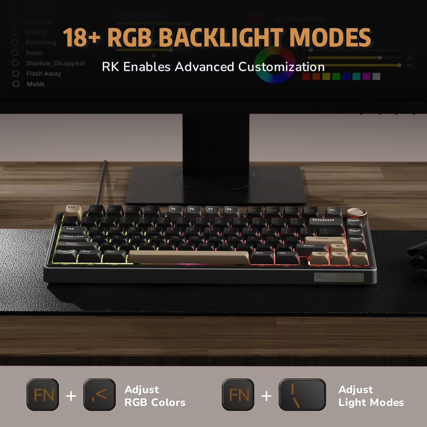 RK ROYAL KLUDGE R75 Wired Mechanical Keyboard with Volume Knob, 75% ...