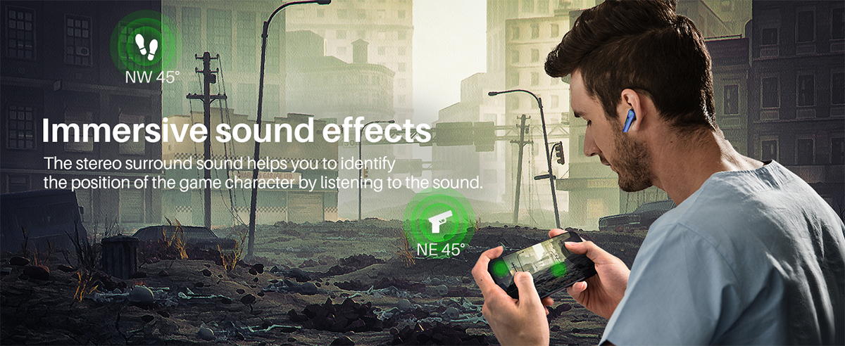 TOZO G1 Wireless Earbuds Bluetooth Gaming Headphones with Microphone ...