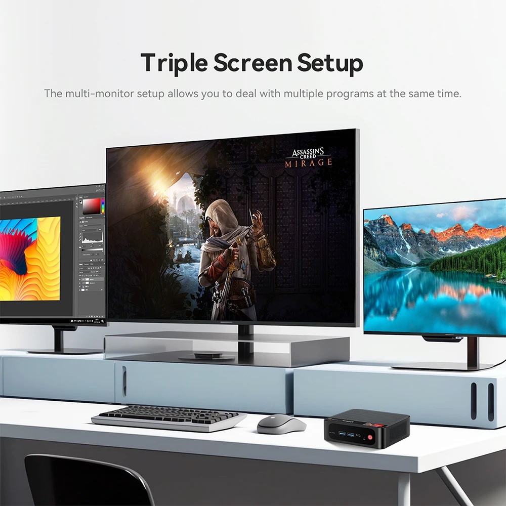 Beelink Mini PC SER5 Pro AMD Ryzen 7 5700U (8C/16T Up to 4.3GHz), 32GB DDR4 RAM 1TB NVME SSD ...