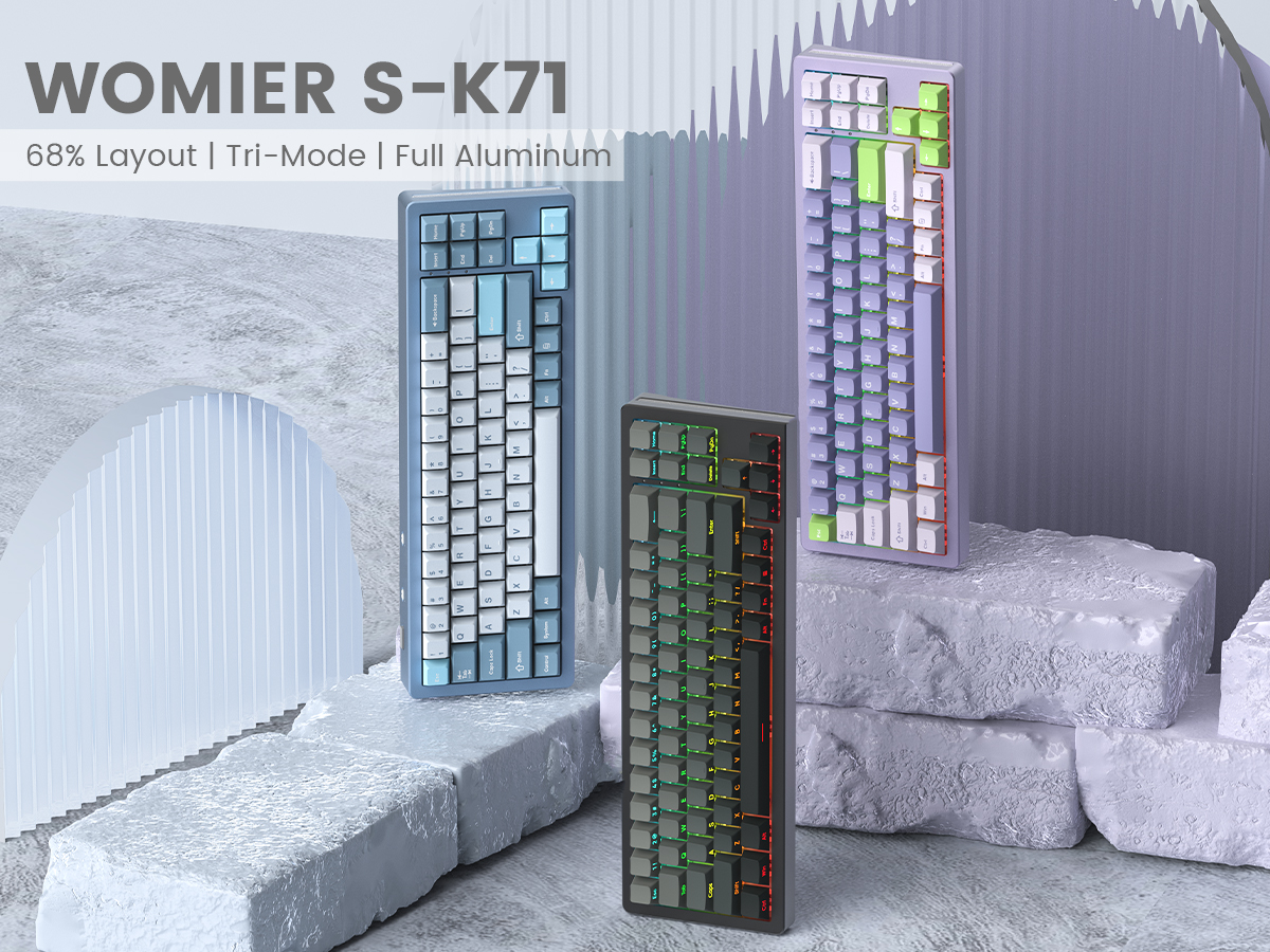 Womier S-K71 68% aluminum three-mode washer blue mechanical keyboard Black - Newegg.com