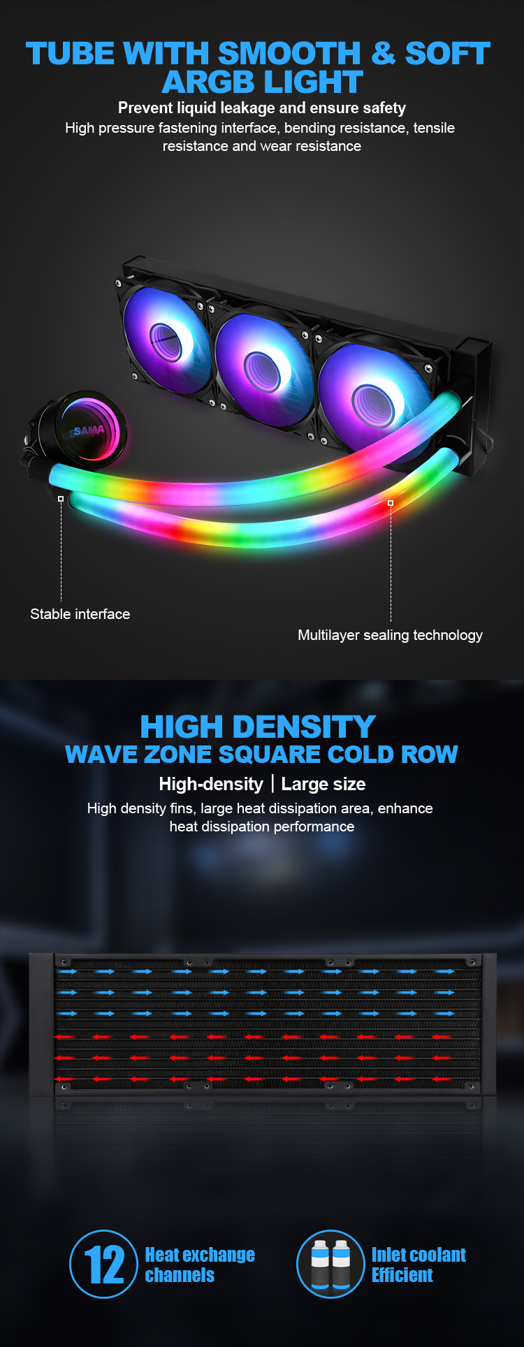SAMA 360mm ARGB Cpu Liquid Cooler 360 AIO With Infinity Mirror Aluminum ...