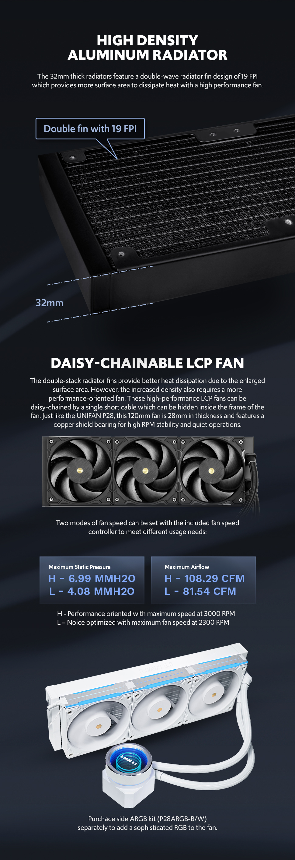 LIAN LI Galahad II Trinity Performance 360 GA2P36B Liquid / Water ...