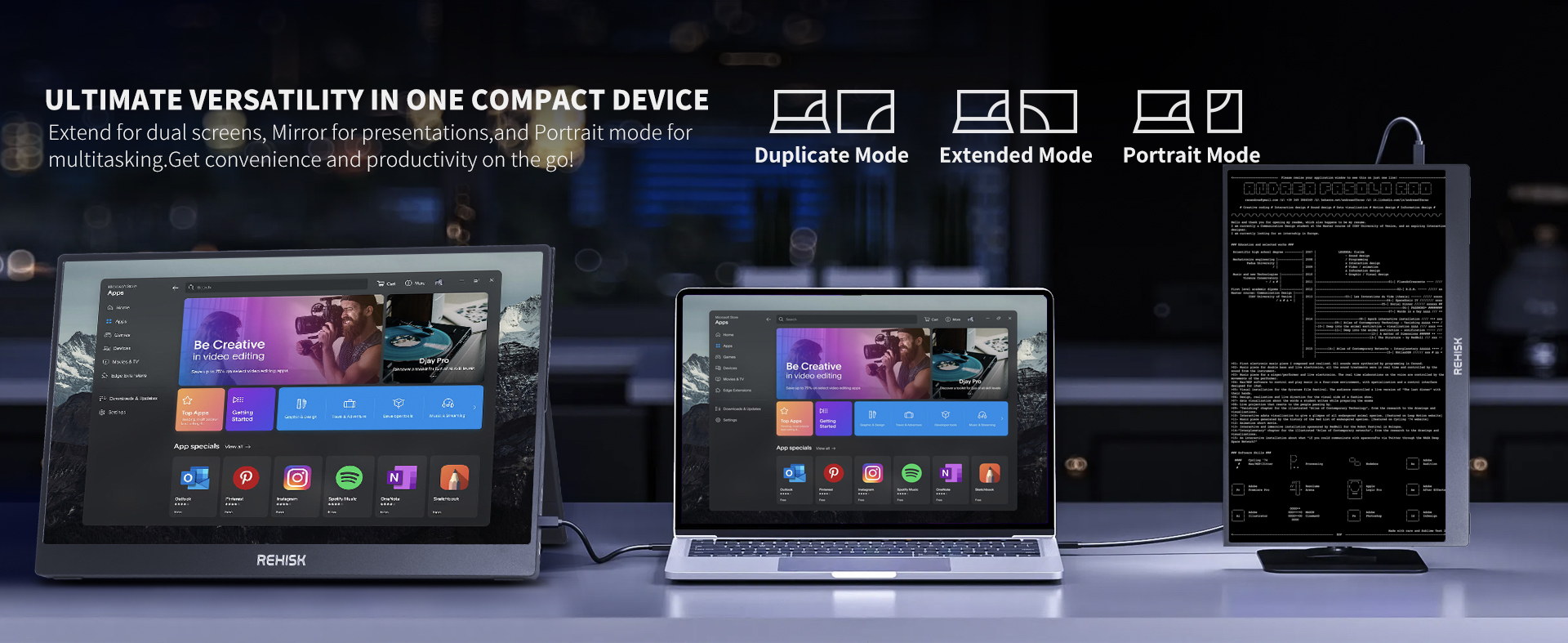 ReHisk 15.6 inch IPS Portable Monitor 1080P Computer monitor HDR laptop ...