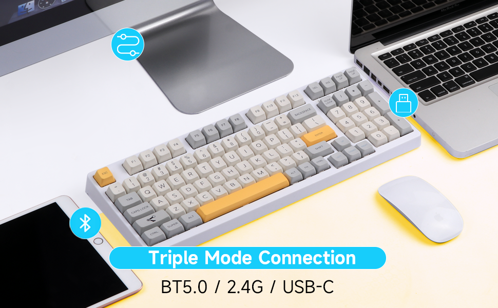 Epomaker TH98 Gaming Keyboard, 98-key Hot Swappable RGB 2.4Ghz ...