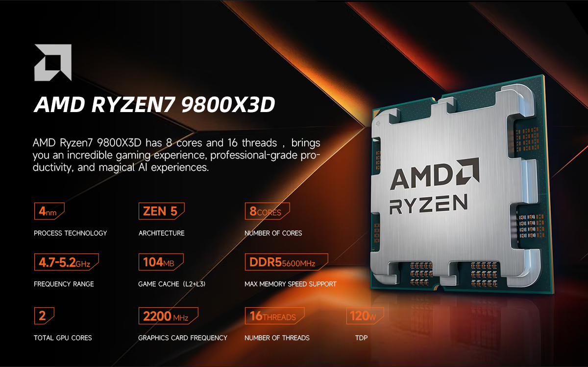 VTG Gaming PC Desktop AMD Ryzen7 9800X3D ,Radeon RX7900XT 20G, 2TB NVME ...