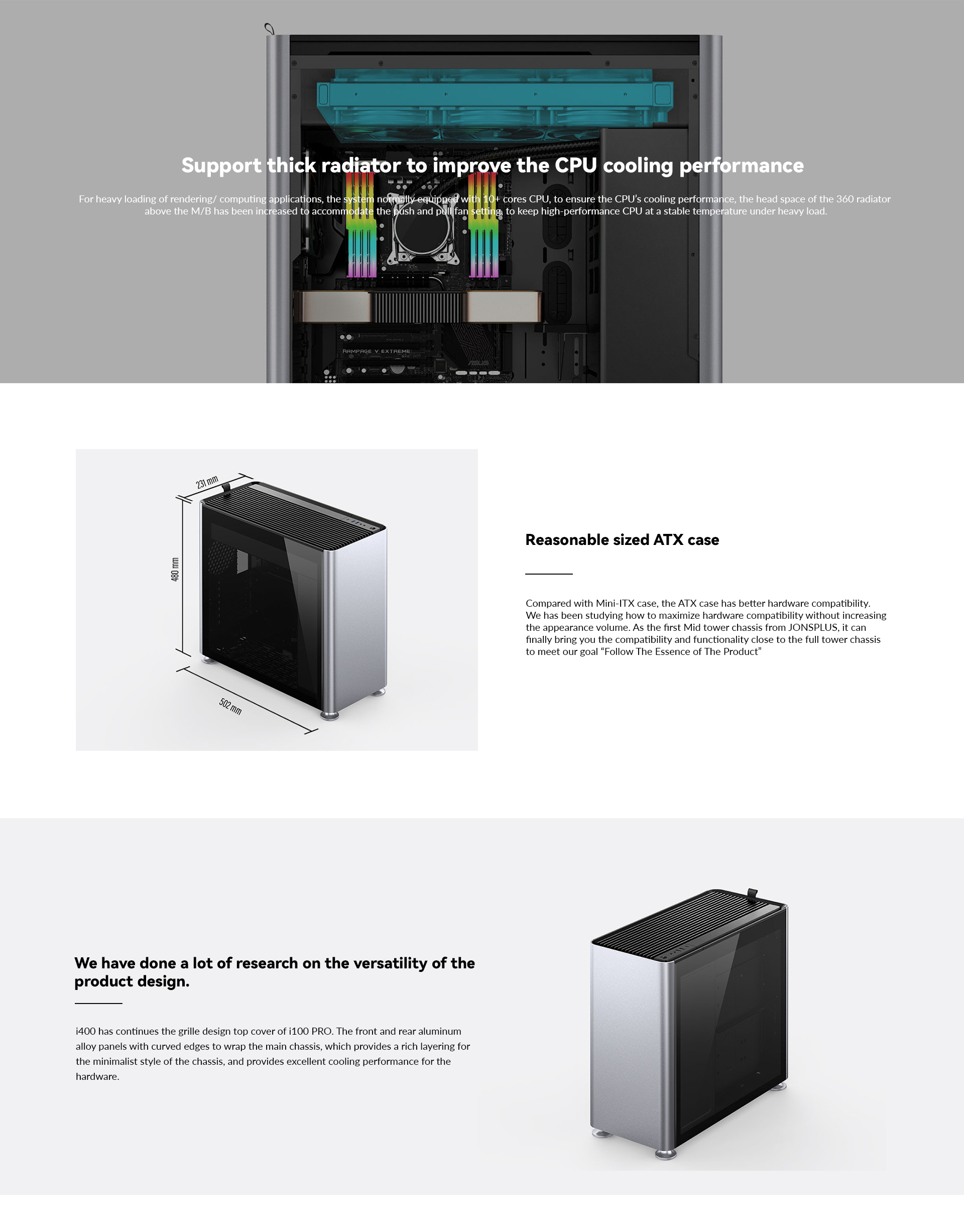 JONSPLUS i400 SG ATX Mid Tower Computer Case,Simplicity Design Glass ...