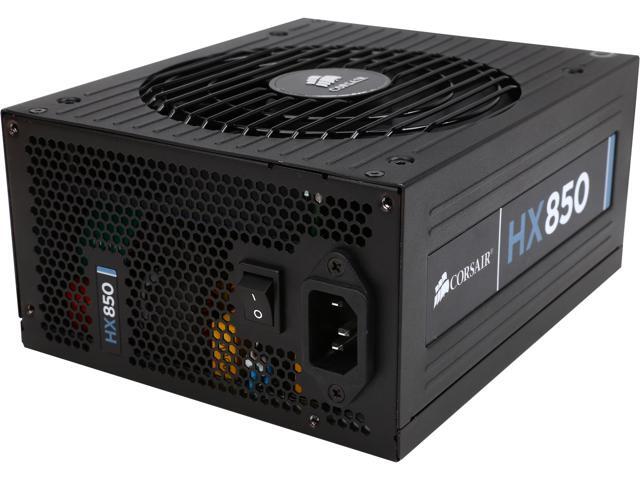 Corsair Certified HX Series HX850 850W High Performance 80 Plus Gold Semi-Modular Power Supply ...