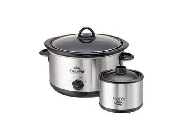 RIVAL 33511LDC Stainless Steel 5 Qt. 5-Quart Round CrockPot Slow Cooker ...