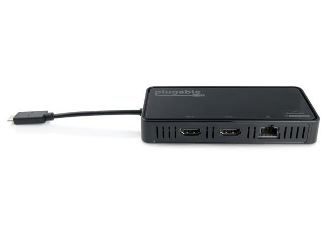Plugable DisplayLink 4K Dual Monitor Adapter with Ethernet - USB-C to ...