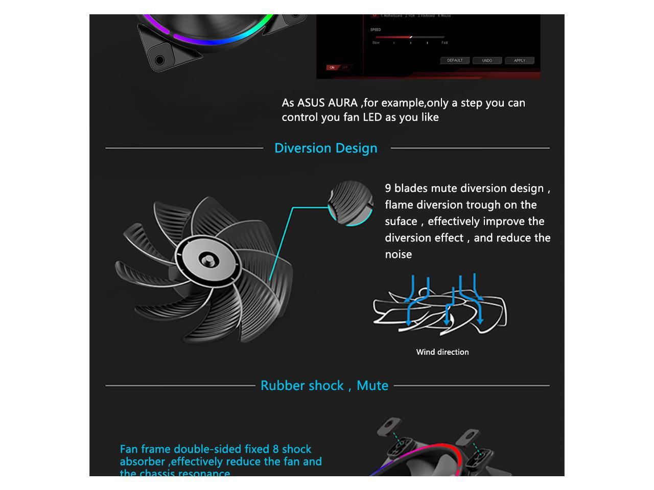 Rgb Fan 2 Pack Pccooler Aura Sync 120mm Fans 6999 61 2748 Neweggca R