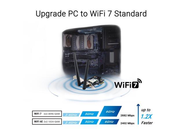 Desktop WiFi Upgrade ASUS PCE-BE6500 WiFi 7 PCIe Card – Tri-Band ...